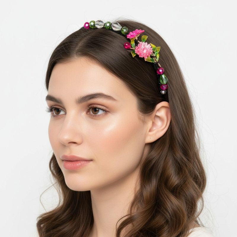 Elegant Spring Flowers Headband for Women and Girls Side Embellished ...